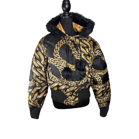 Rocawear | Jackets & Coats | Y2k Rocawear Puffer Jacket Black Gold ...